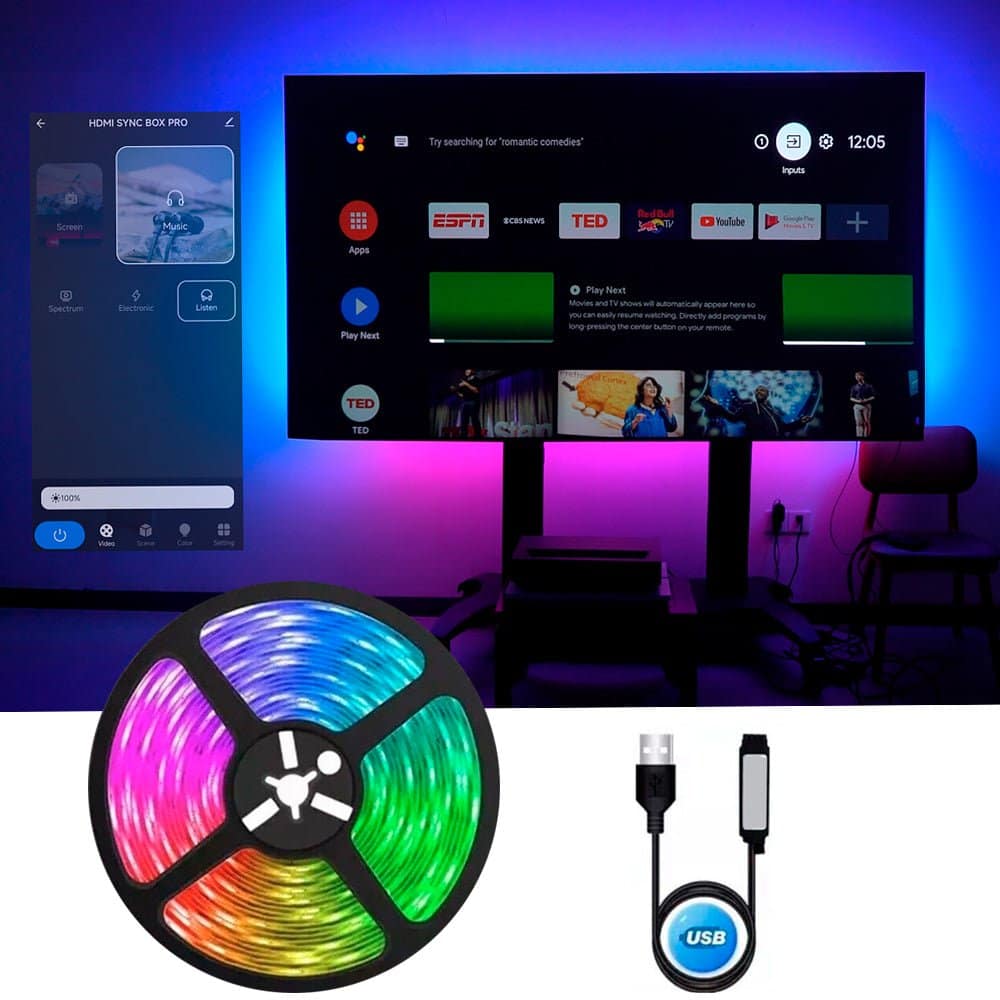 NBL Eclipse Smart Sync LED Strip Immersion Projector TV HDMI With Black ...